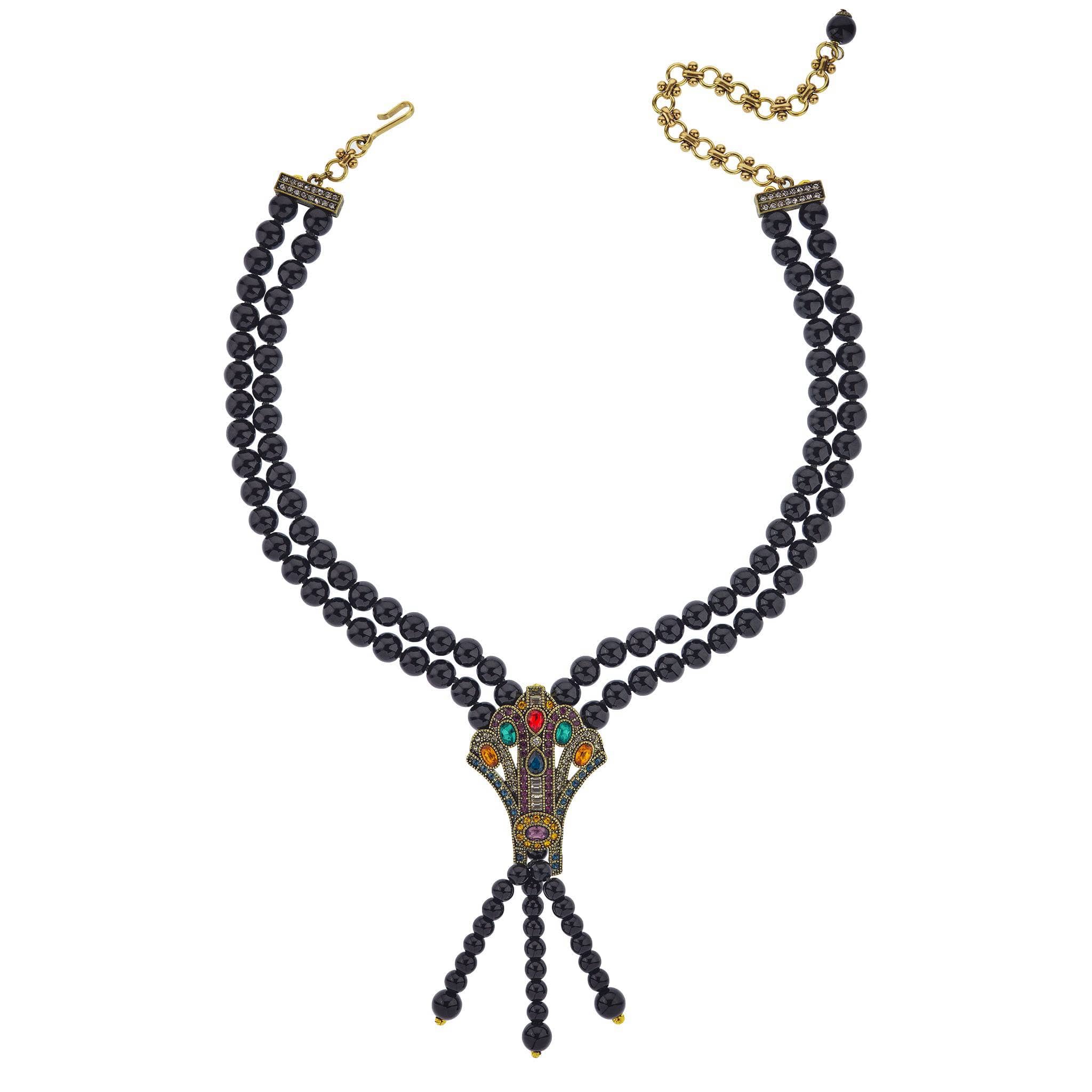 HEIDI DAUS®"Elegant Fan" Beaded Crystal Deco Necklace